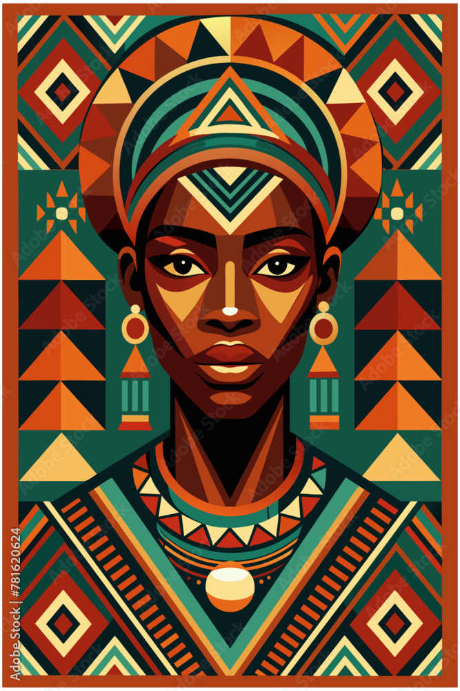 Ethnic poster with pride african woman's face for black history month ...