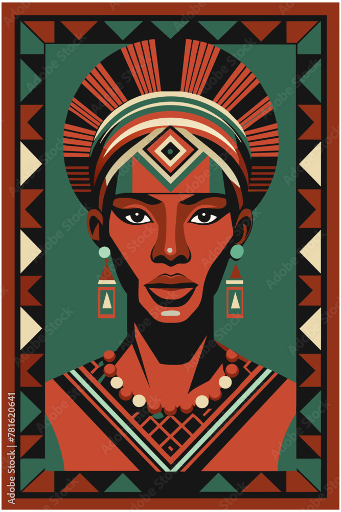Ethnic poster with pride african woman's face for black history month ...