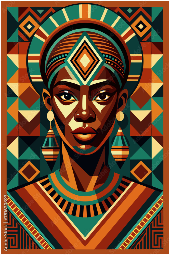 Ethnic poster with pride african woman's face for black history month ...