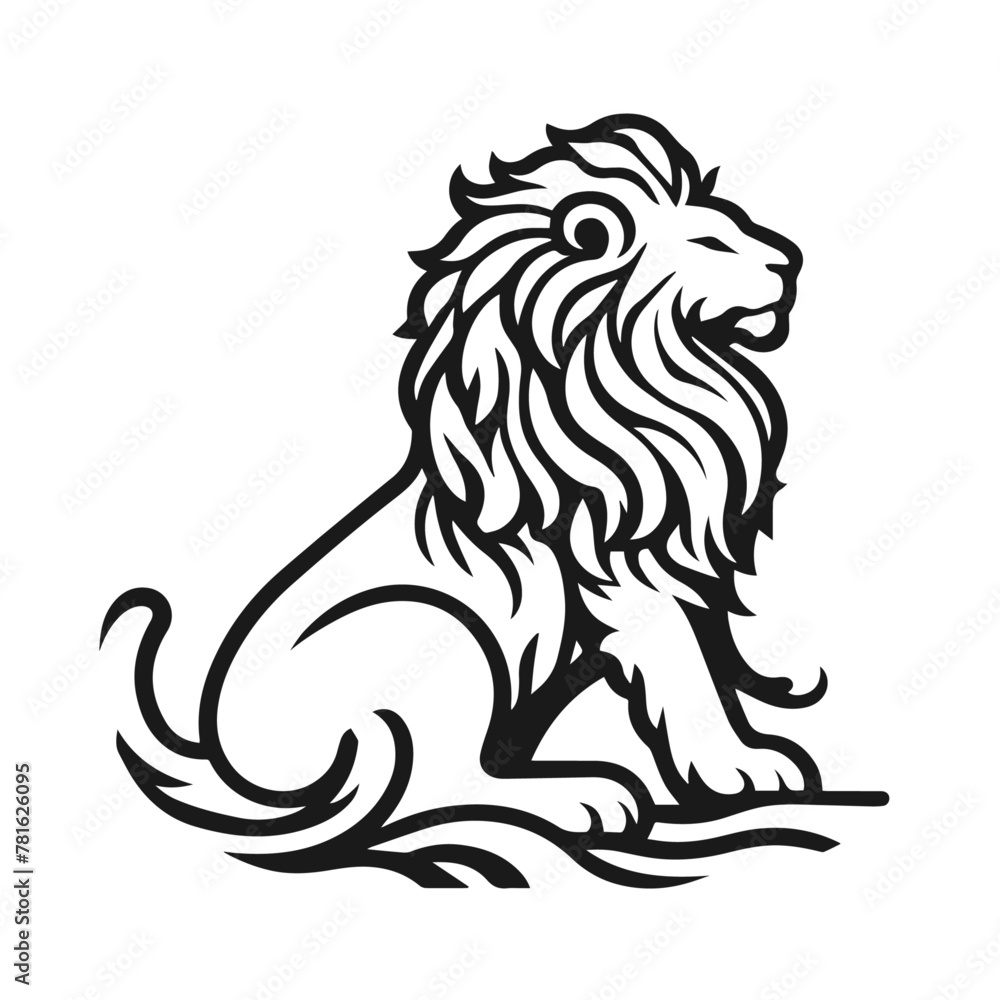 Vintage Vector Lion Silhouettes, Black and White Lion Illustration ...