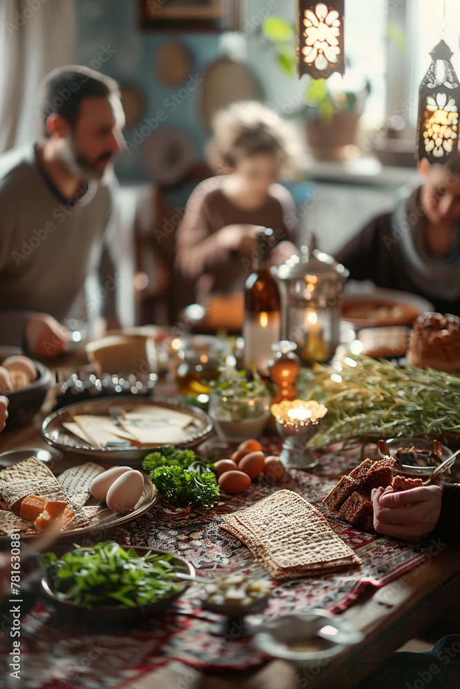 Passover,Passover holiday easter,family enjoying Passover,gathered ...