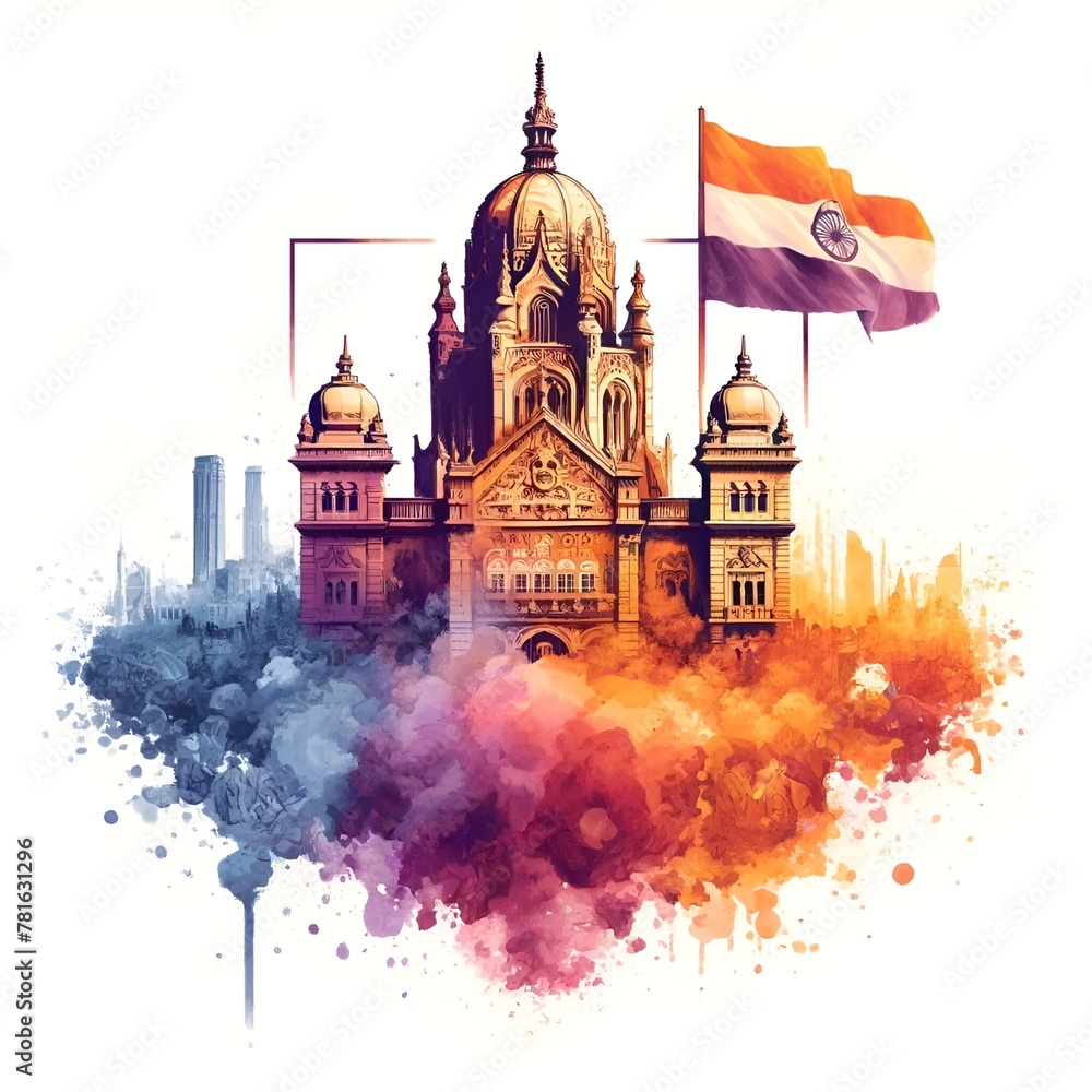 Watercolor illustration with a landmark of maharashtra for maharashtra ...