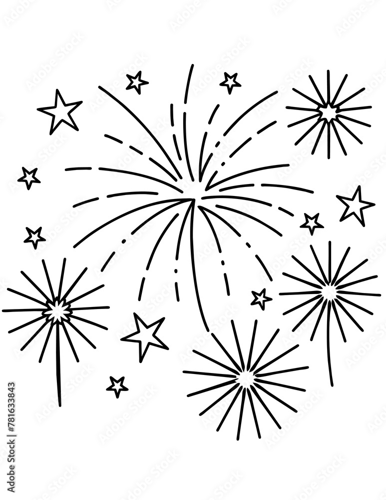 beautiful coloring page for children with fireworks for 4th of july ...