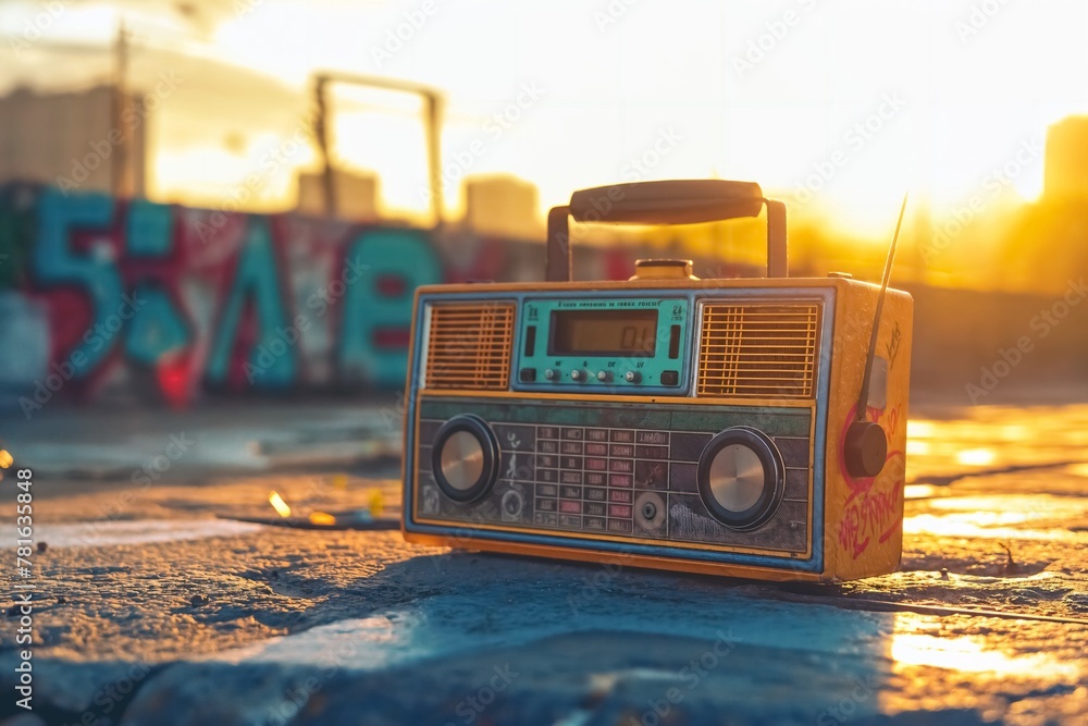 AI generated illustration of an old ghetto blaster from the 90s Stock ...