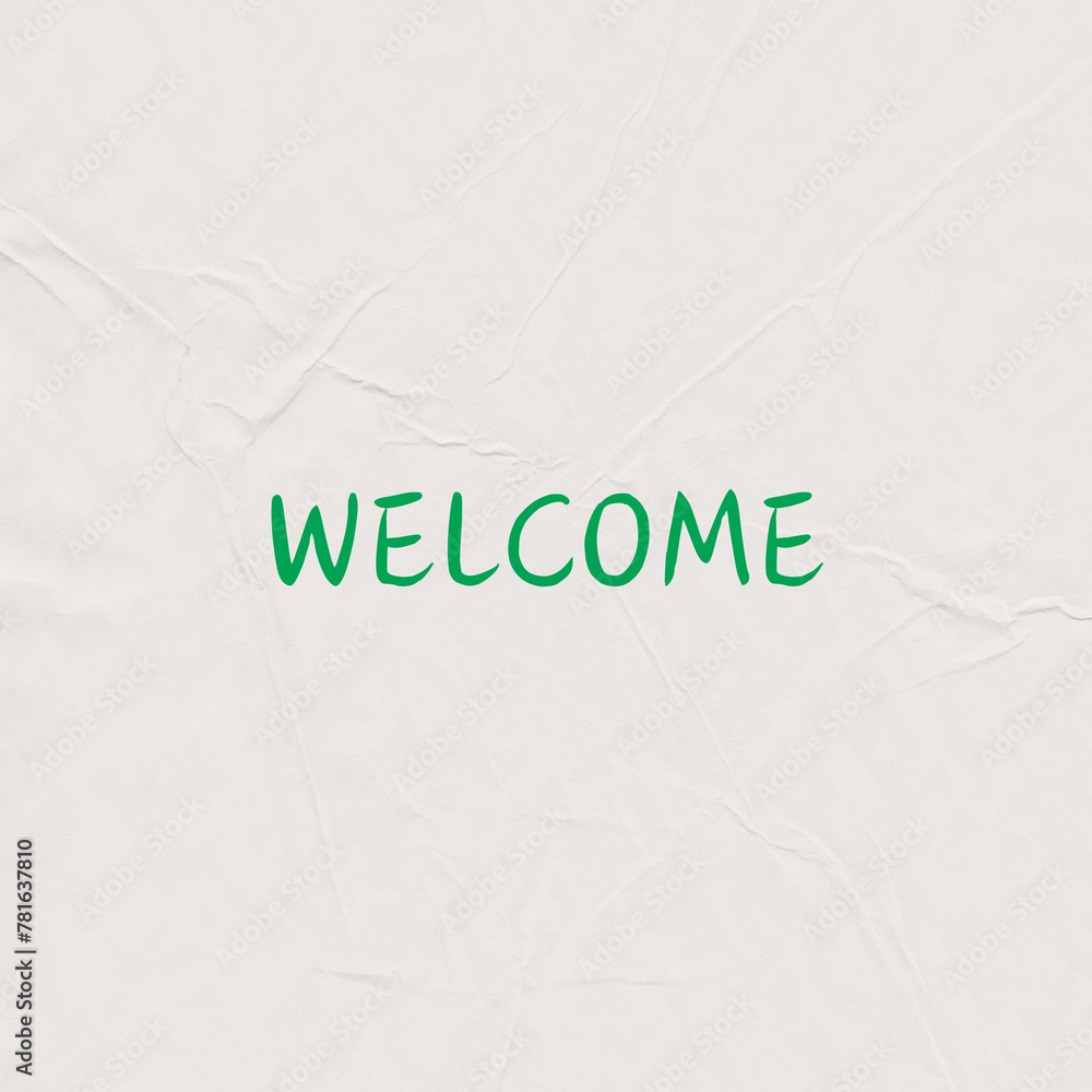 Elegant Welcome Text on Crumpled White Paper Background Stock Photo ...