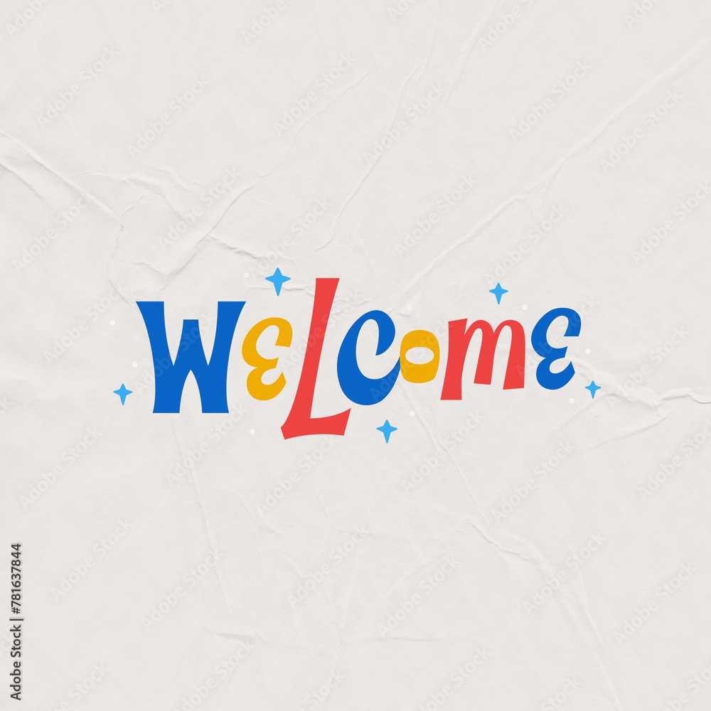 Elegant Welcome Text on Crumpled White Paper Background Stock Photo ...