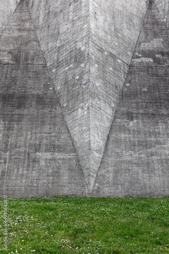 Basel, Switzerland - April 08. 2024: Details of a bare concrete vaulted ...