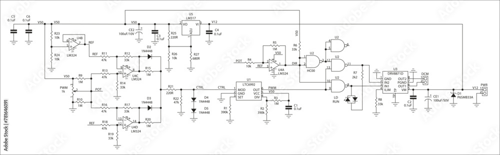 Schematic diagram of electronic device. Vector drawing electrical ...