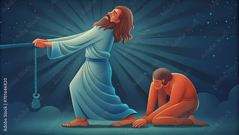 The broken yoke A visualization of Jesus breaking a large heavy yoke ...