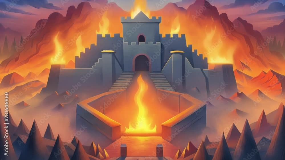 Picture a sy imtrable fortress surrounded by a moat of fire and guarded ...