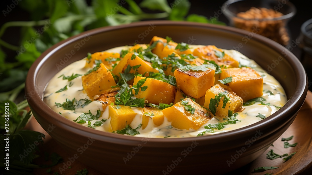 Wide traditional Indian food recipe banner mage, detailed closeup photo ...