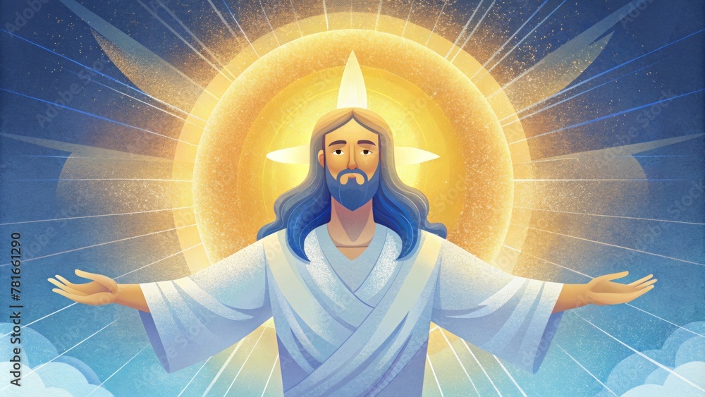 The transfigured form of Jesus with His face shining as bright as the ...