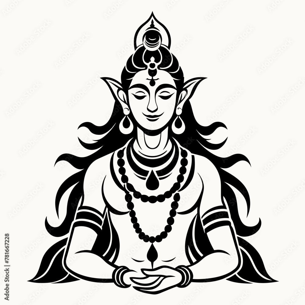 Vector, SVG lord shiva simpllord shiva silhouette, laser cut, white ...