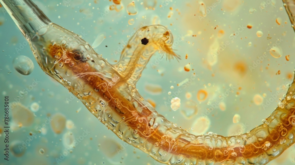 Underneath the microscope a single parasitic worm appears to be ...