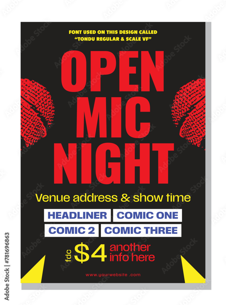 Open mic night or stand up comedy show poster or flyer or banner design ...