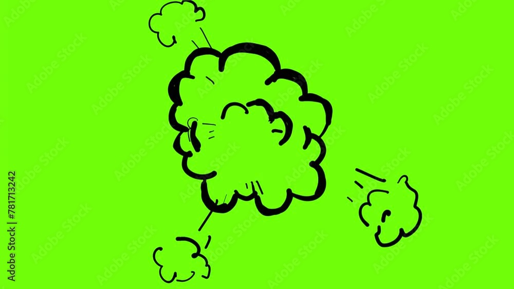 2D Animation motion graphics showing a cartoon style hit by a punch ...