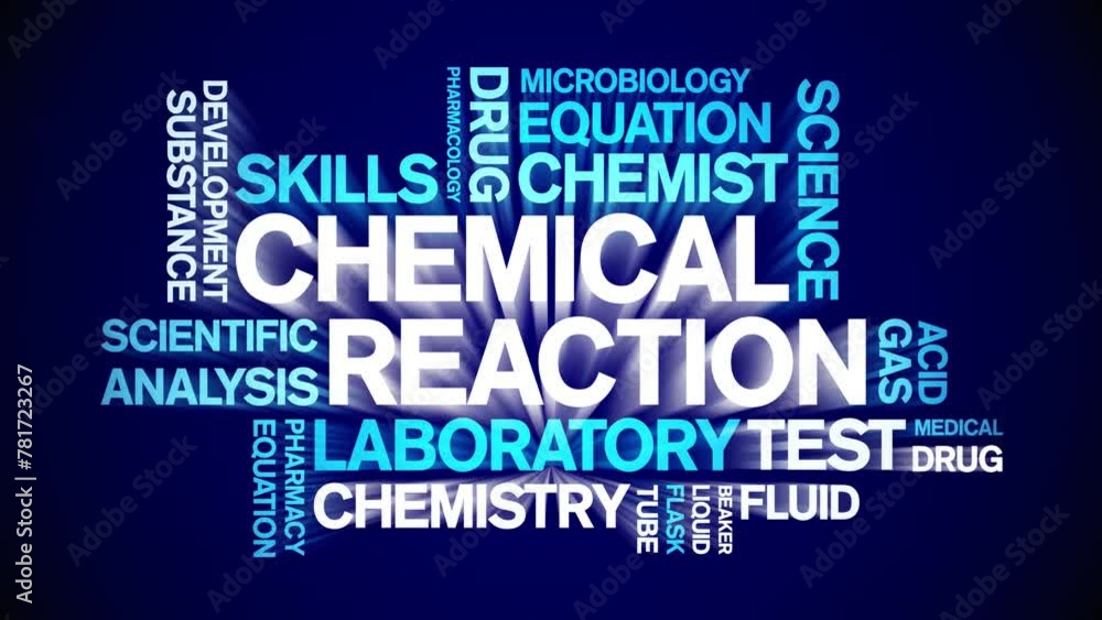 Chemical Reaction animated word cloud;text design animation tag kinetic ...