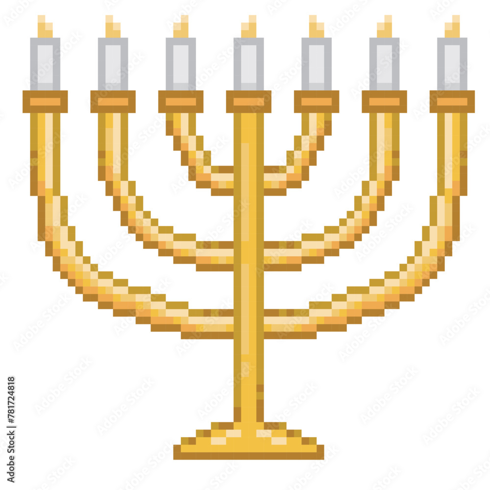 Golden candelabrum, pixel art religious object Stock Vector | Adobe Stock
