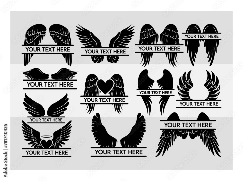 Angel Wings Split Monogram Svg | SVG Bundle | Angel Wings | Angel ...