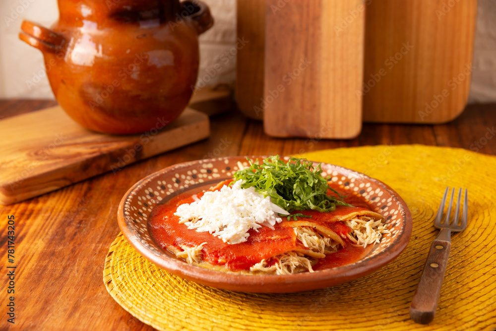 Entomatadas. Also known as Enjitomatadas, a typical dish of Mexican ...