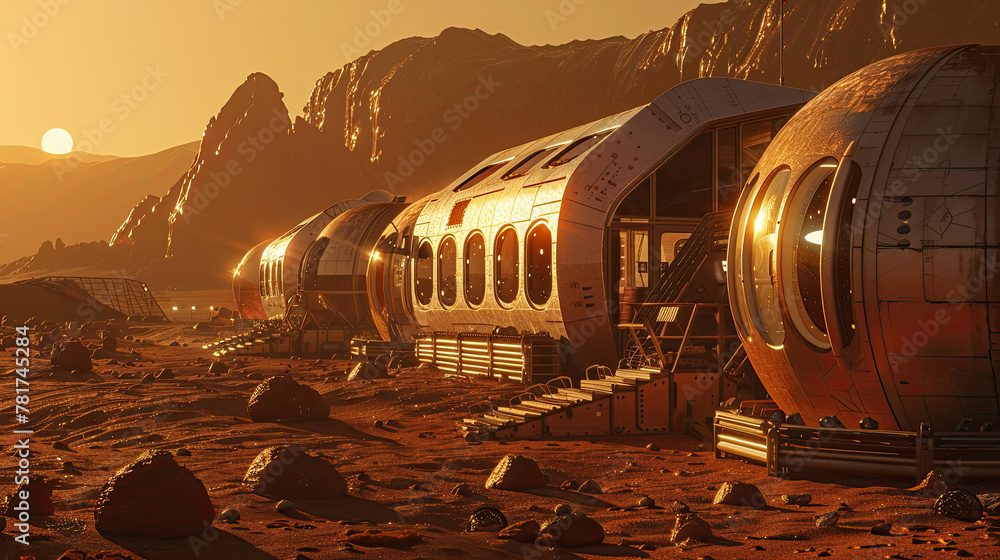 Base on mars animated concept of a Mars base for habitation and ...