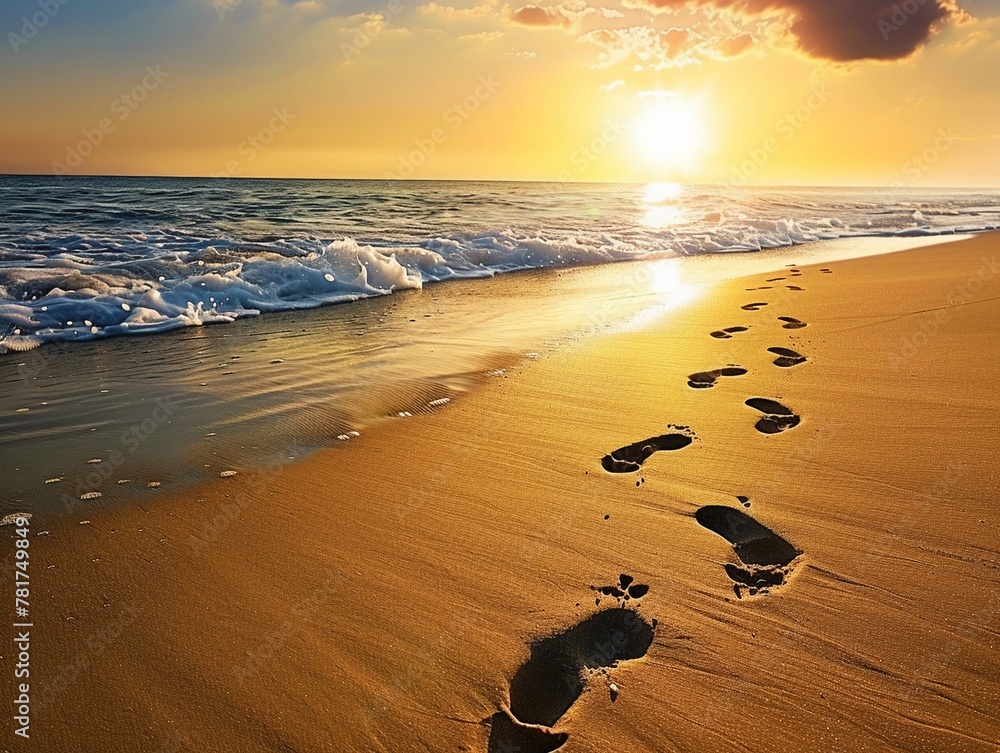 The Footprints in the Sand poem visualized with a single set of ...
