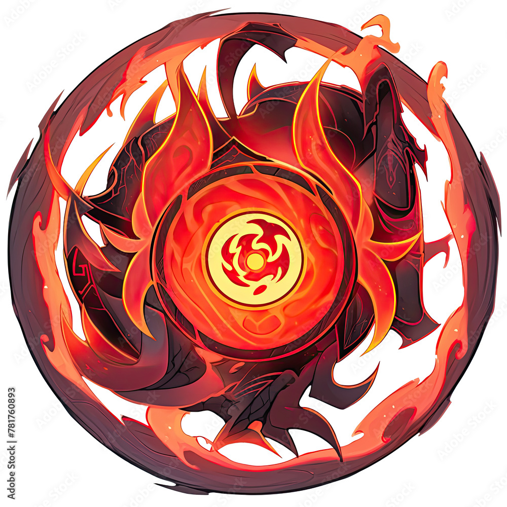 A logo with a mystery symbol in fiery red color within a circle Stock ...