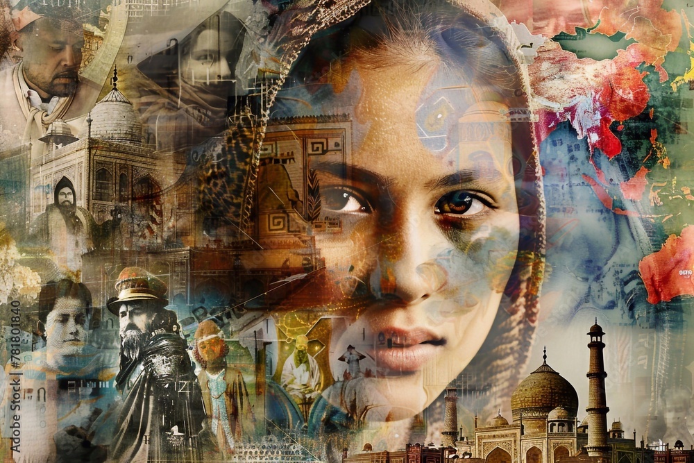 Collage celebrating cultural diversity, featuring portraits of people ...