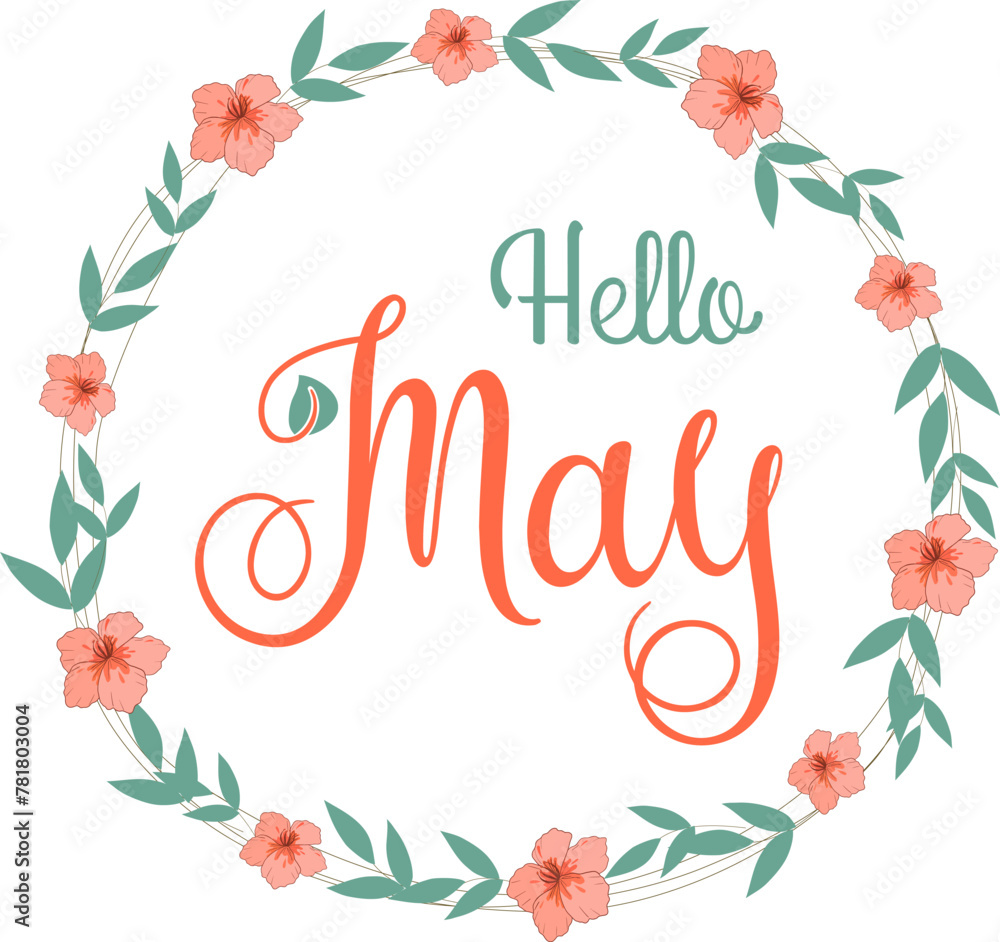 Handwritten, hello May, lettering message. Modern lettering. Hello May ...