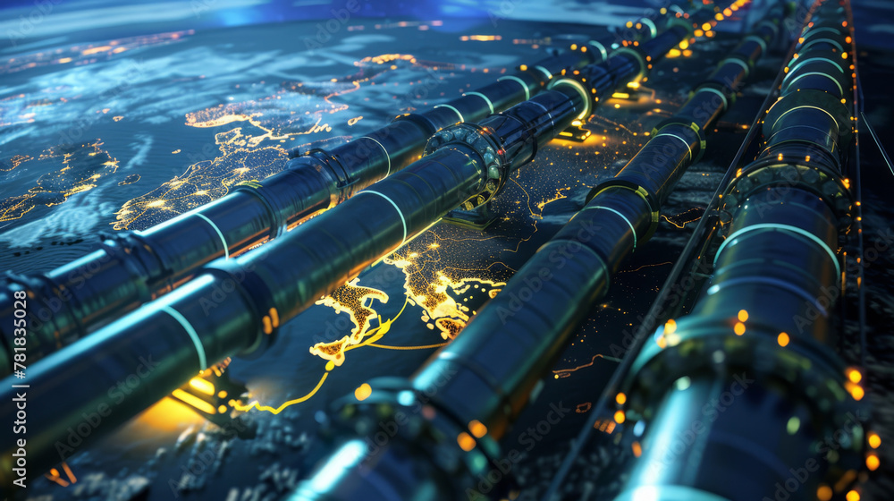 Visualization of the global oil pipeline network, highlighting major ...