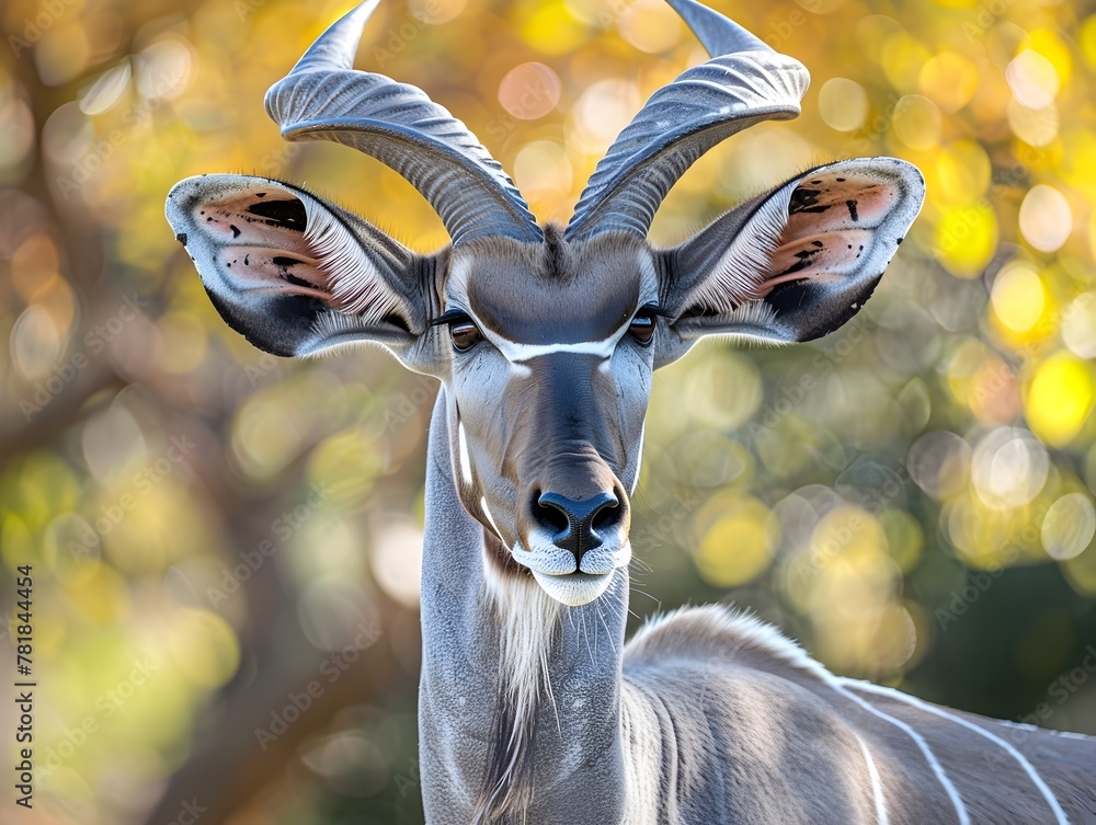 Alert Kudu Antelope Showcasing Spiraled Horns and Elegant Stance in ...