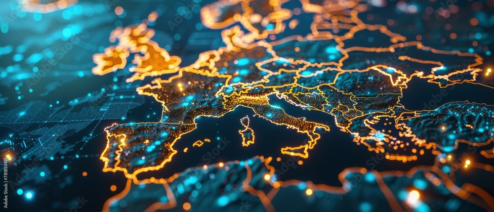 Cybernetic map of Western Europe, with focus on cross-continental IoT ...