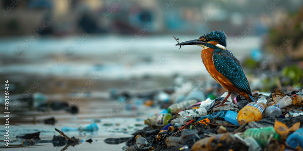 Trash and garbage landfill. Ecological catastrophe plastic water ...