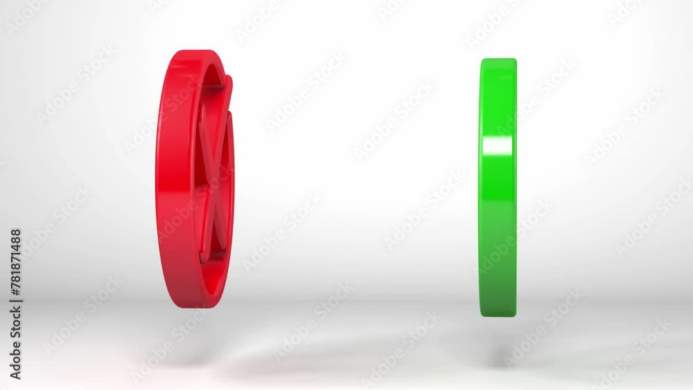 Two red and green check marks are shown side by side, 3D Rendering ...