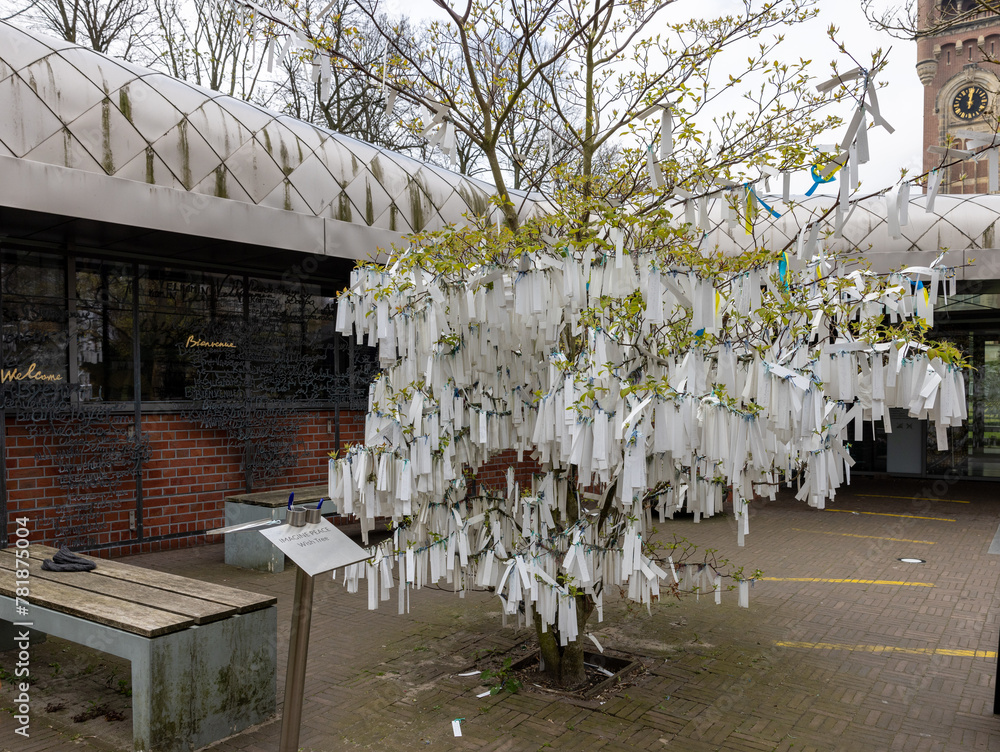 The wishing tree in front of Peace Palace inThe Hague, Netherlands ...