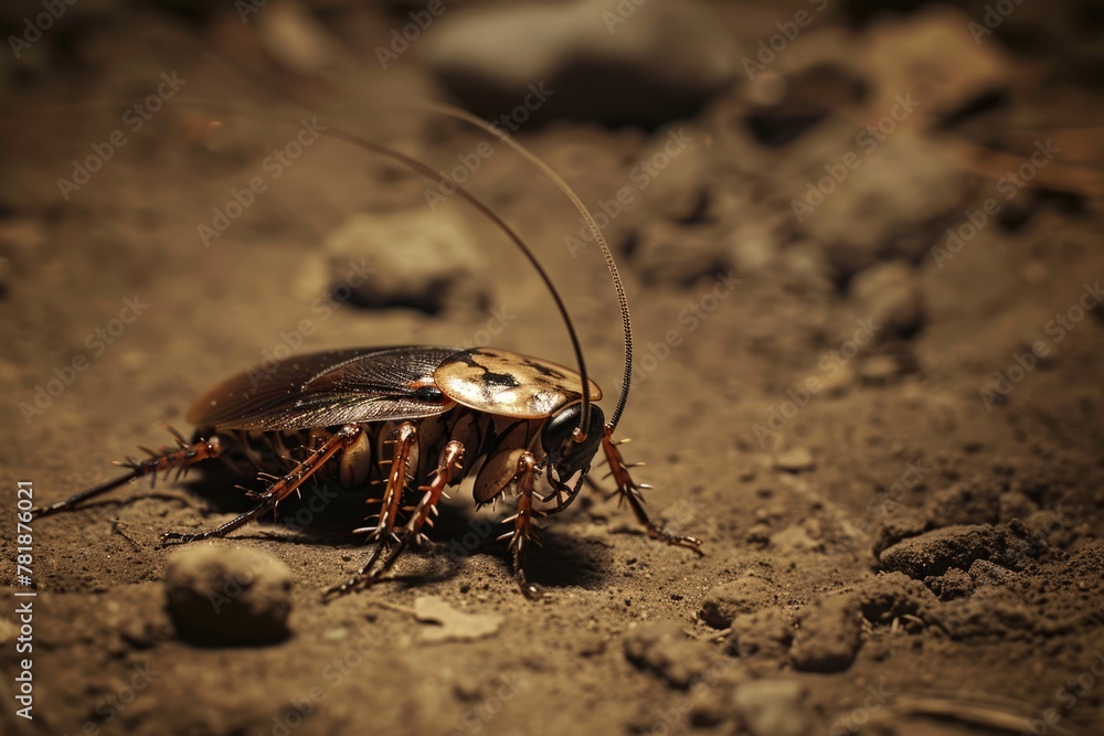 Dead American Cockroach on Brown Background. Control and Elimination of ...