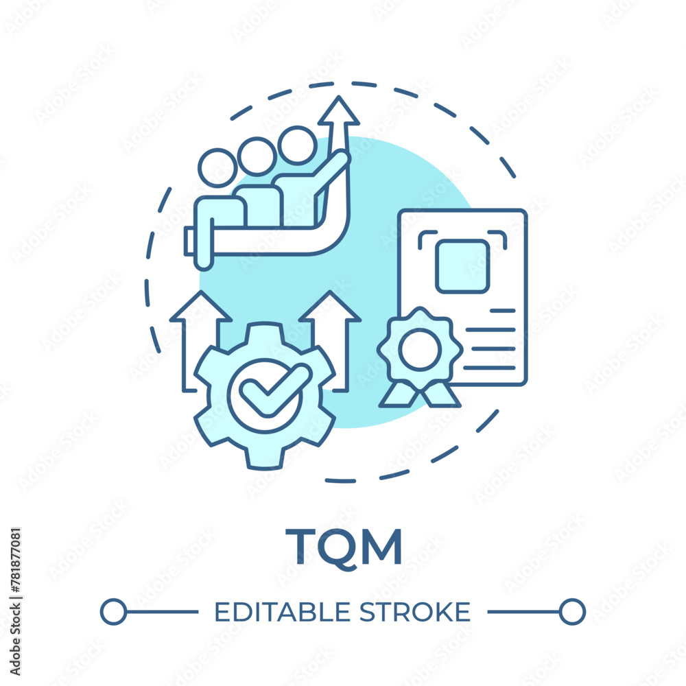 TQM soft blue concept icon. Total quality management. Business growth ...