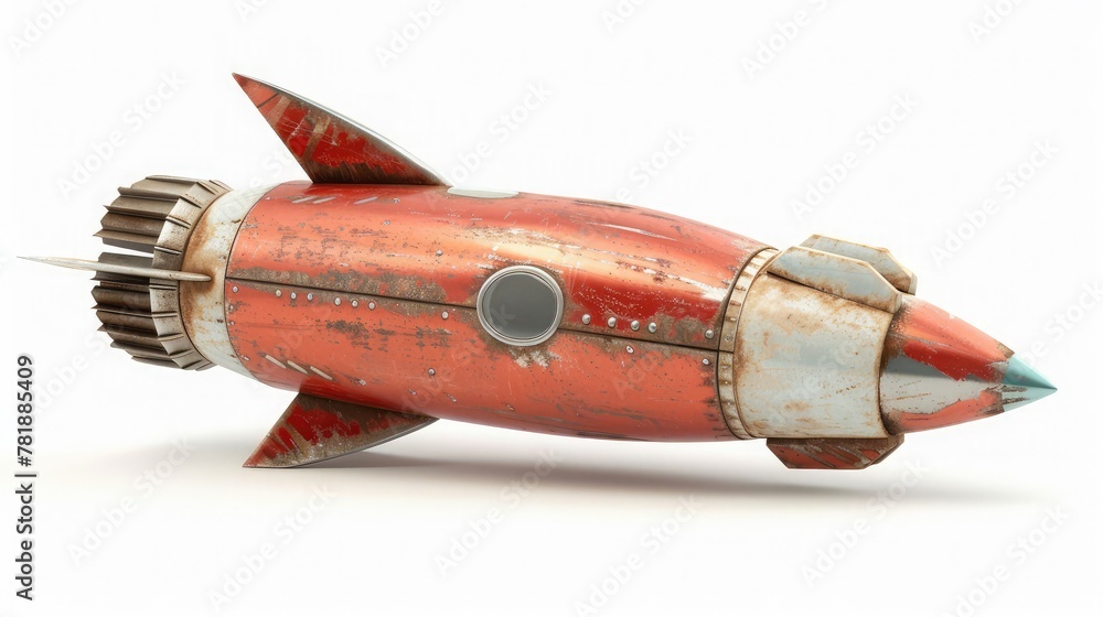 Vintage space rocket isolated on white background ,master spaceship in ...