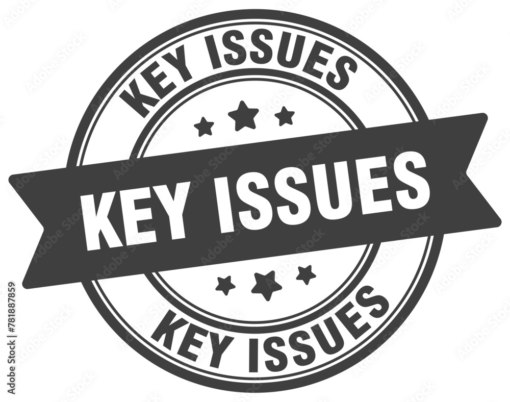 key issues stamp. key issues label on transparent background. round ...