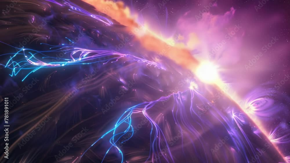 A blazing sun and colorful outer space are depicted. This piece makes ...