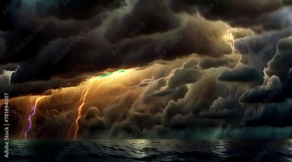 Vidéo Stock animation, motion effect, A storm is coming over the sea ...