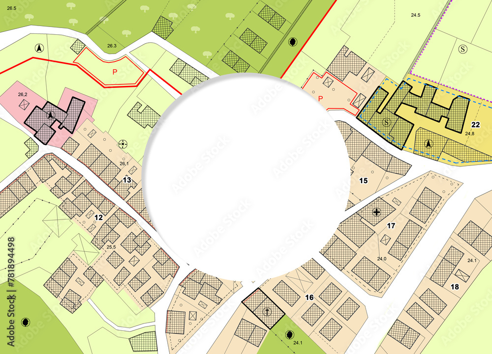 Imaginary Cadastral map and General Urban Plan - Copyspace concept ...