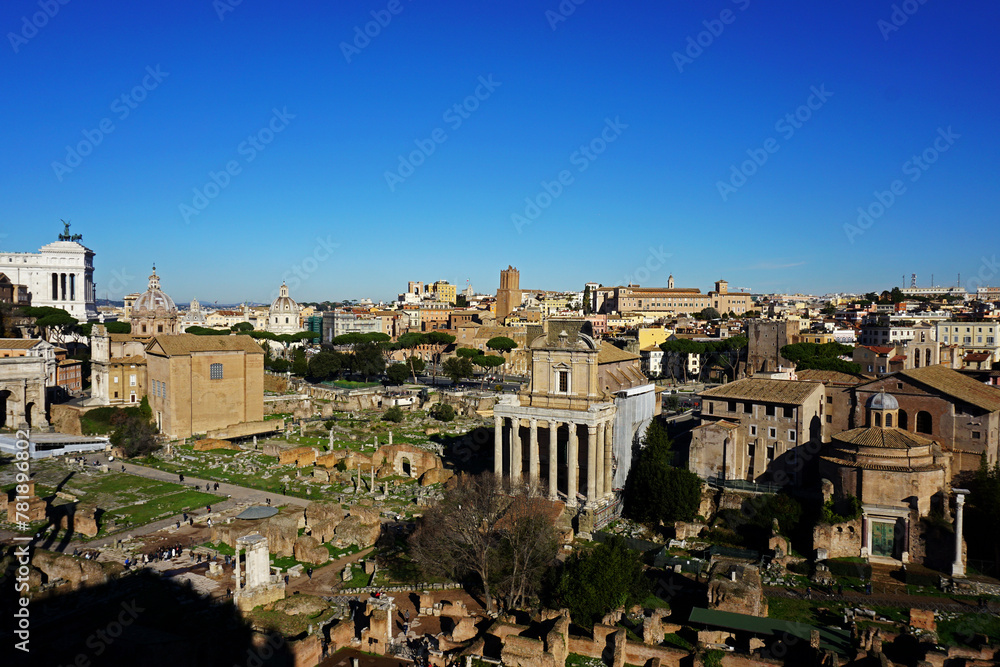 Exterior architecture and design of The Roman forum (Forum Romanum ...