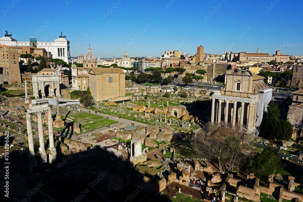Exterior architecture and design of The Roman forum (Forum Romanum ...