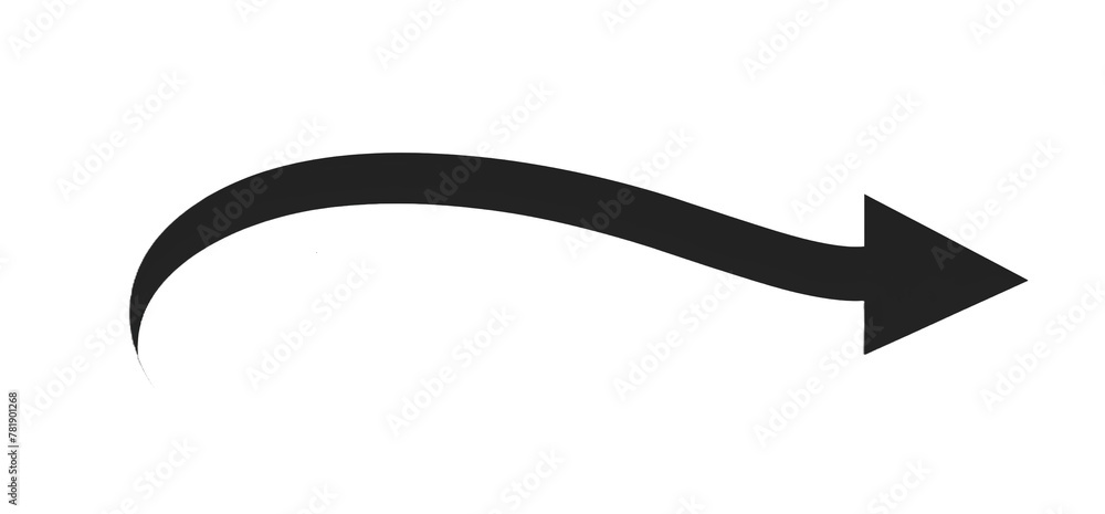 Simple curved arrow icon simple shapes black PNG on a transparent ...