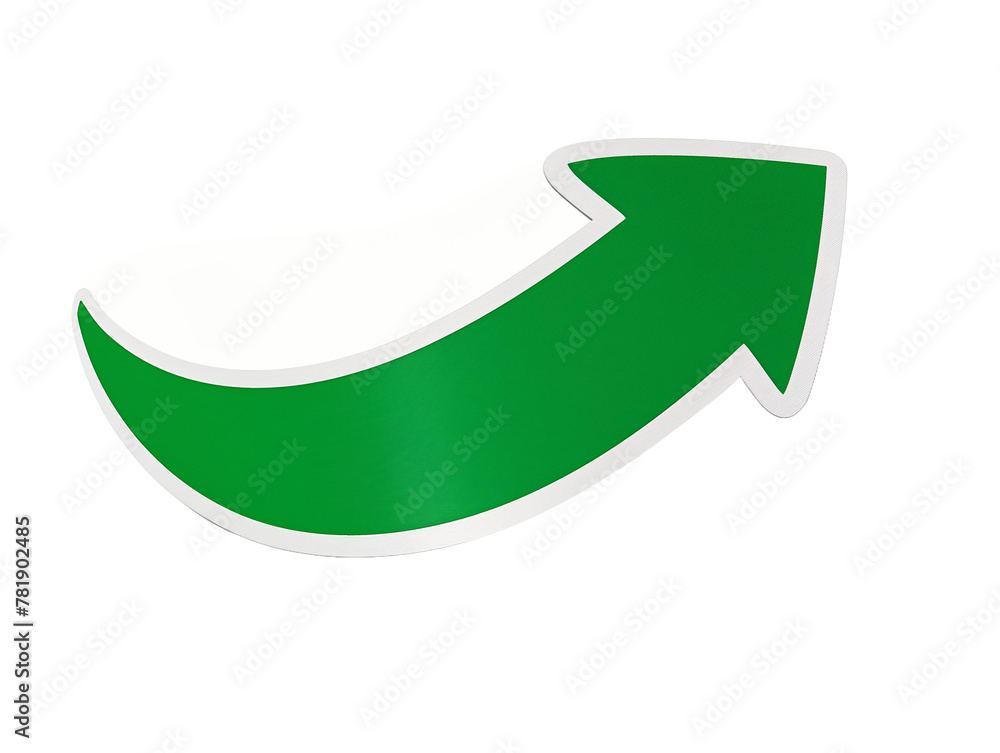 Sticker Design Green curved arrow pointing down right PNG on a ...