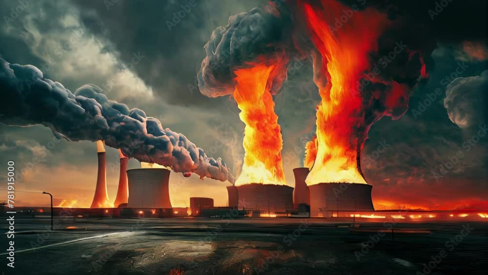 AI-generated: Chernobyl ruins of nuclear power plant burning ...