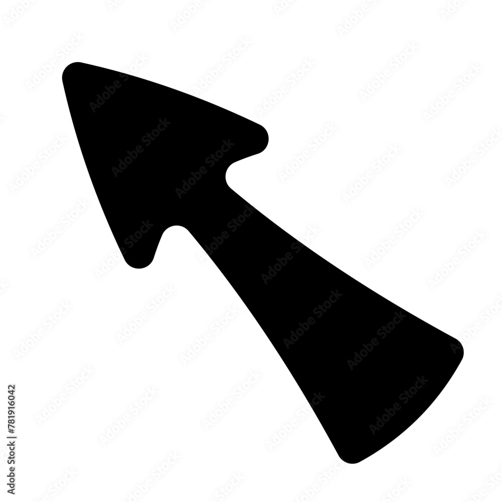Poster Cartoon arrow cursor icon, diagonal arrow pointer with rounded ...