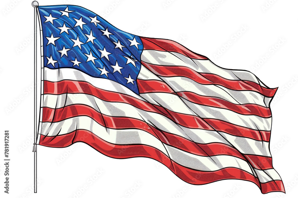 american usa flag clipart illustration isolated on white or transparent ...