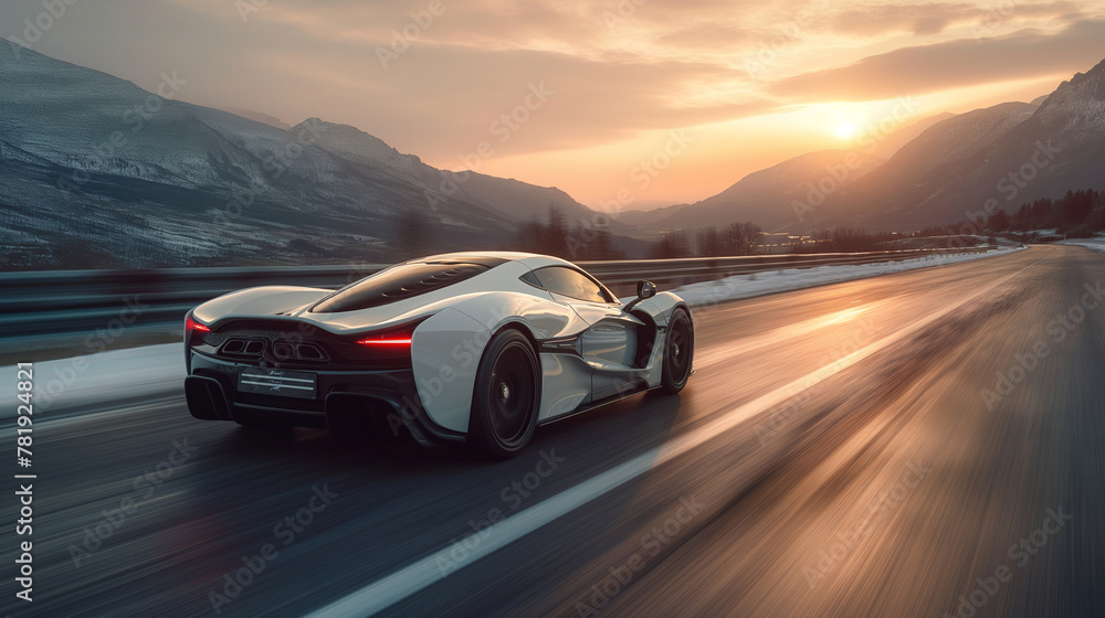 Autobahn Angel: A White Supercar Dances Across the Highway in a Blur of ...